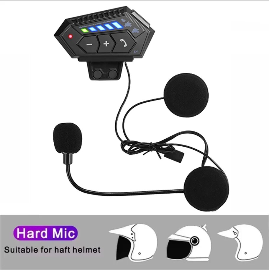 Гарнитура для мотоциклетного шлема, Bluetooth, беспроводной комплект громкой связи, стерео, шумоподавление, водонепроницаемый музыкальный плеер, динамик, наушники