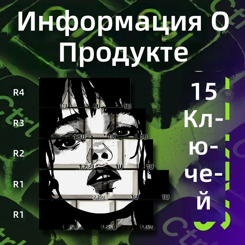 Эксклюзивные художественные портретные кейкапы для механической клавиатуры, 15 клавиш, профиль CHERRY, PBT, 5-сторонняя сублимация