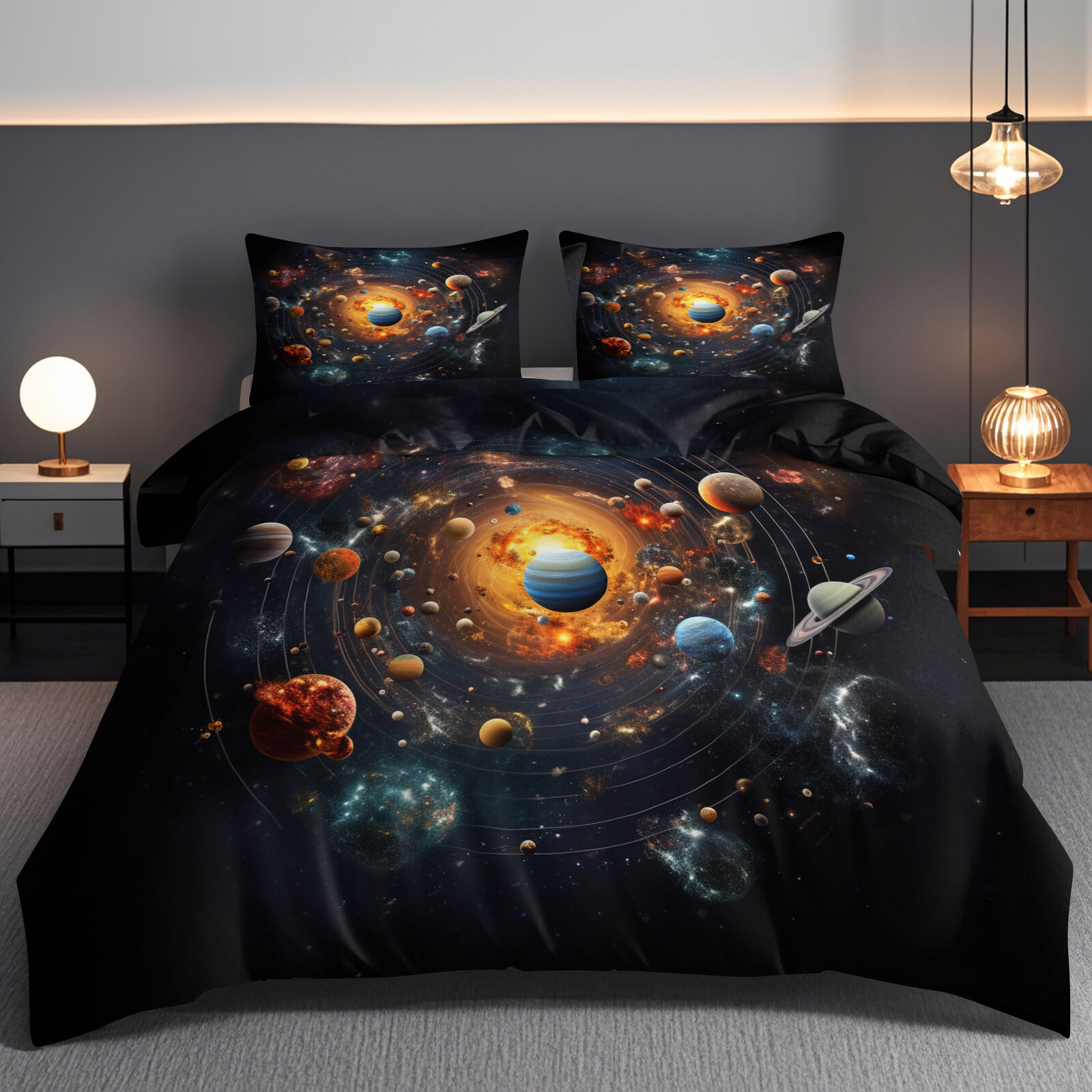 Галактика Комплект постельного белья 1.5/2-сп/Евро 175x215cm Звезды Галактики Mикрофибра 2 наволочки 70х70