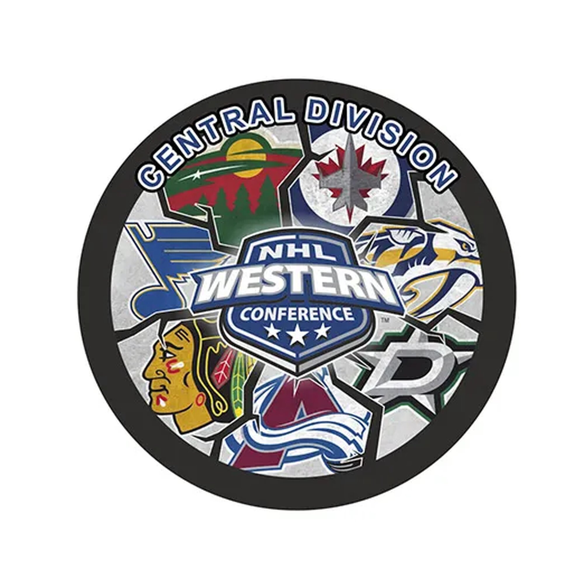 Шайба Rubena НХЛ Central division 1-ст, резина, 76 мм, цвет черный