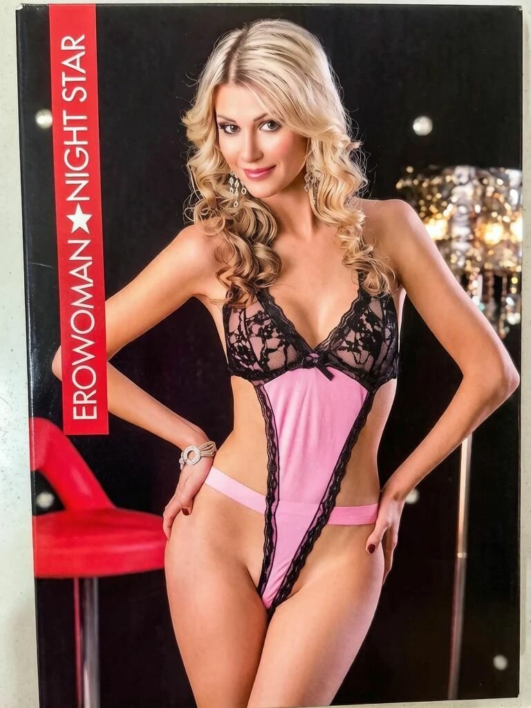 Боди Erowoman, со вставкой, V-образный ворот, кружево, полиамид, эластан