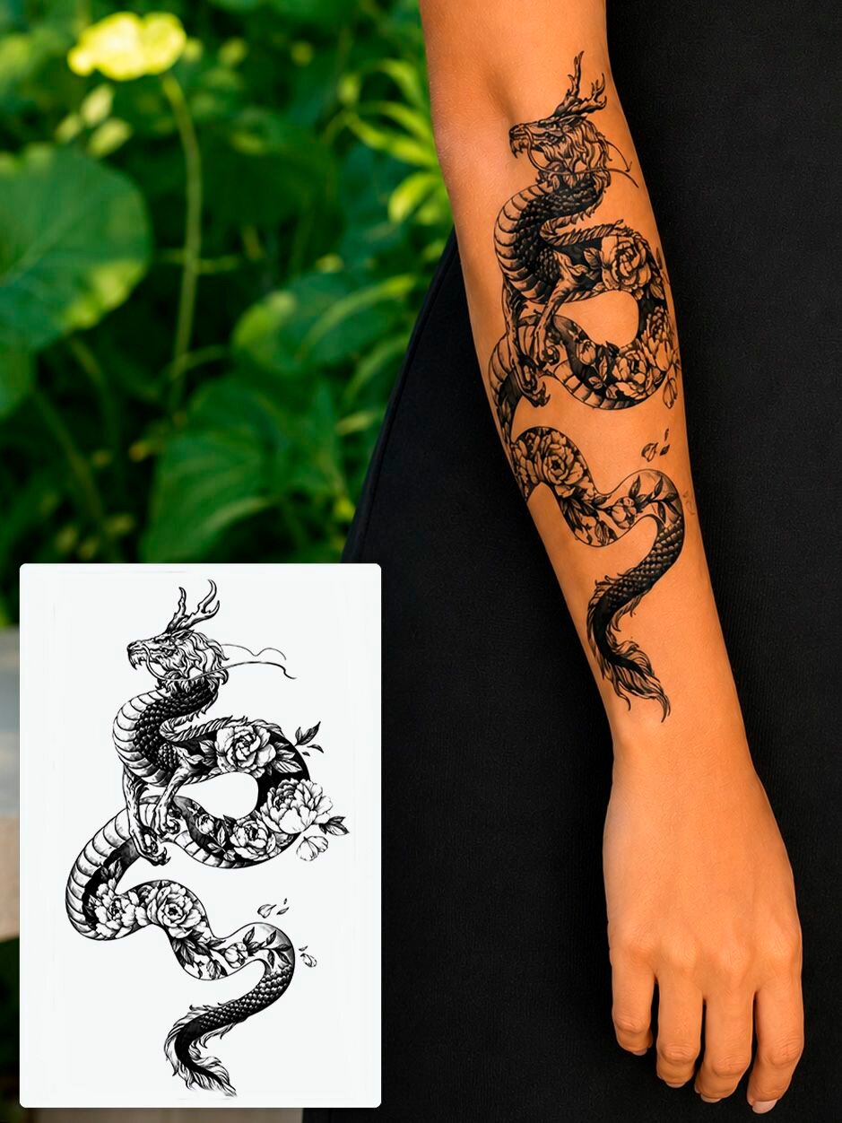Tattoo'шки Временная тату "Дракон" 12*21см временные татуировки татуировка дракон