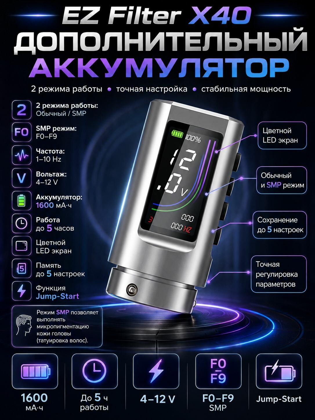EZ Filter X40 Блок питания для тату машинки