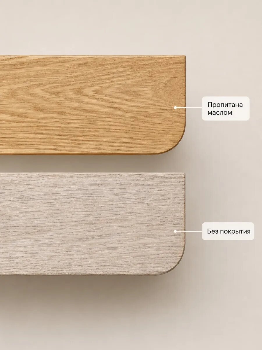 Полка деревянная настенная парящая дуб 40\11 см, с покрытием — фото 1
