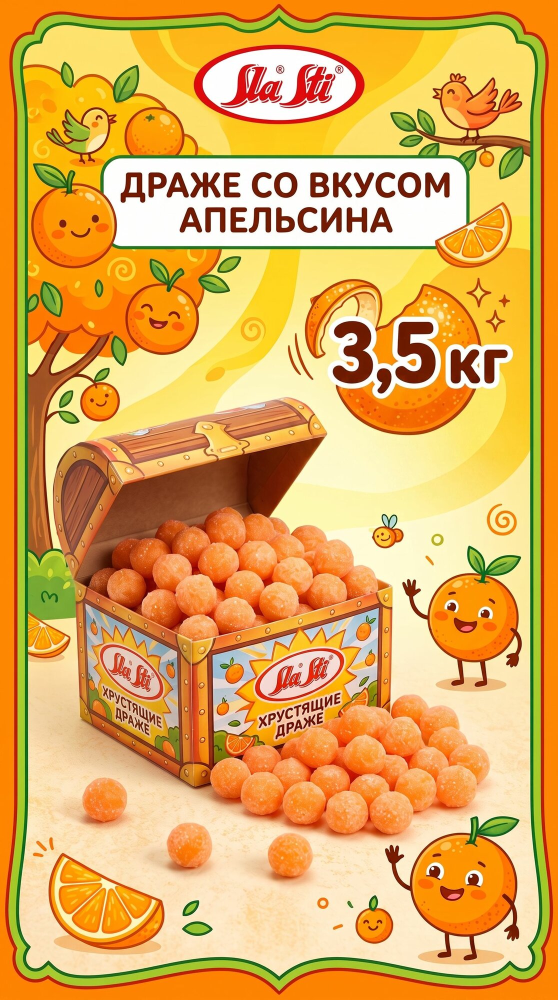 Конфеты Драже со вкусом апельсина 3,5 кг