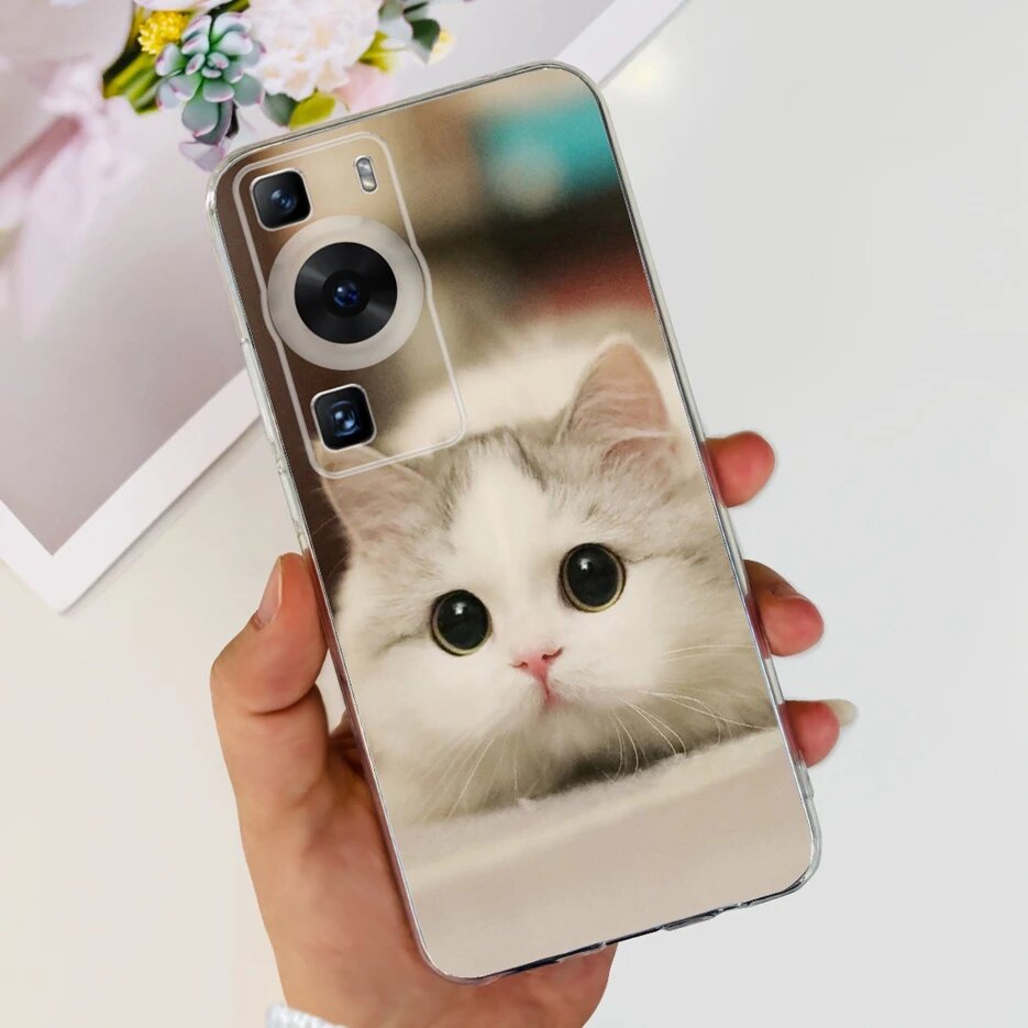 Чехол Huawei P60 Pro с котенком, силикон, цвет 746