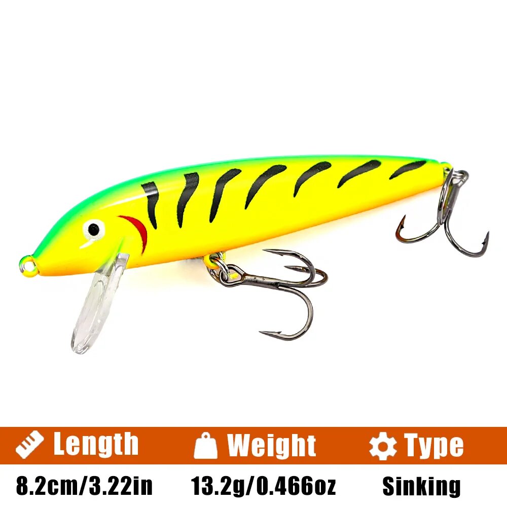 Тонущая приманка B&U, 8.2см, 13.2г, green yellow