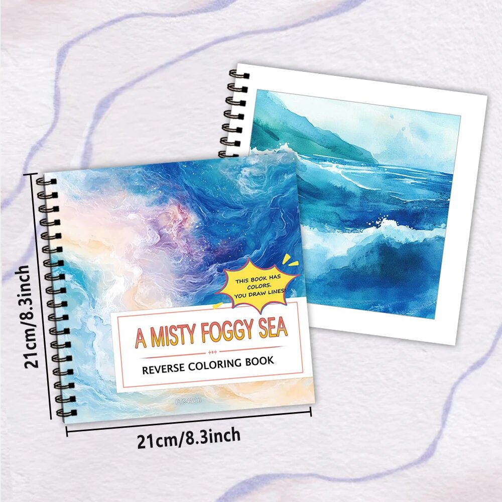 Книга для рисования Misty Sea Hazy Reverse Coloring Book