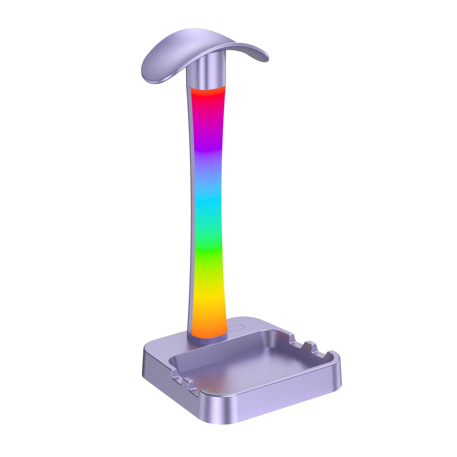 Подставка для наушников и игровой гарнитуры с зарядкой и RGB подсветкой, держатель для телефона и планшета, настольный органайзер, фиолетовая