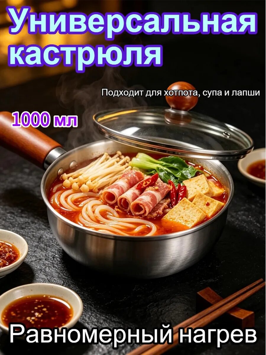 Кастрюля с крышкой mini 1 л