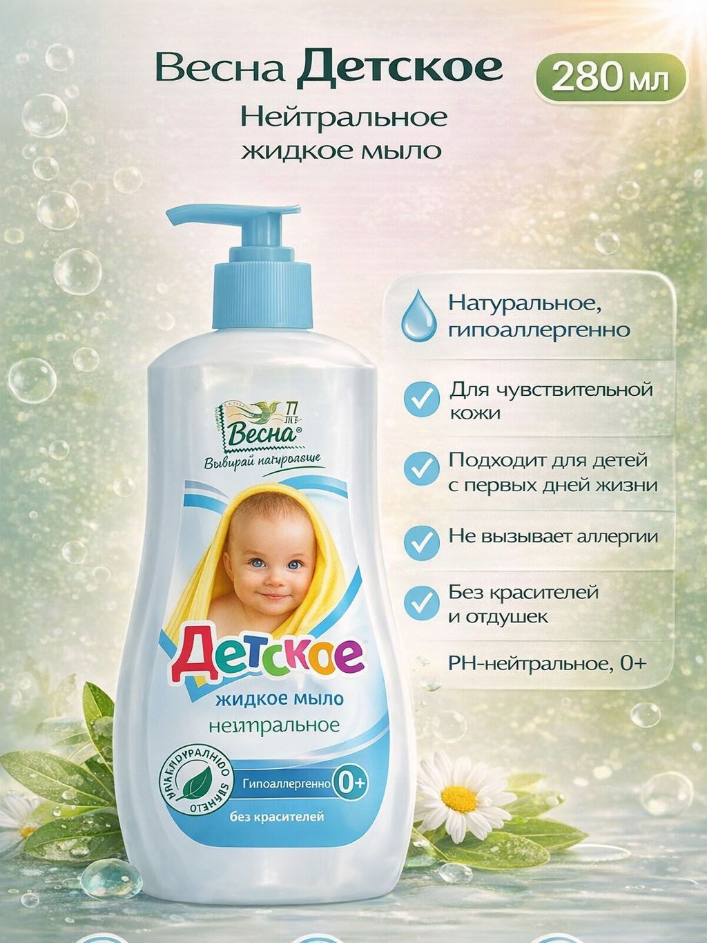 Весна Детское Жидкое крем-мыло Нейтральное 280мл.