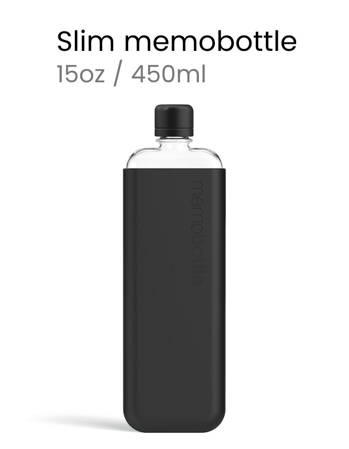 Бутылка с силиконовым чехлом Memobottle Slim, черный
