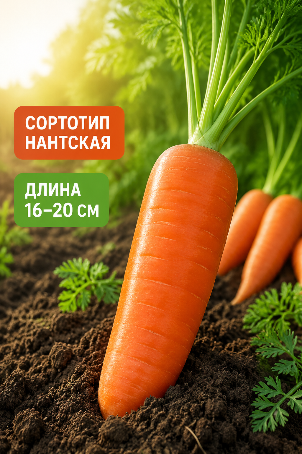 Семена моркови Самсон, Гавриш, среднеспелый сорт сортотипа Нантская, 3 пачки по 0,3 г — фото 1