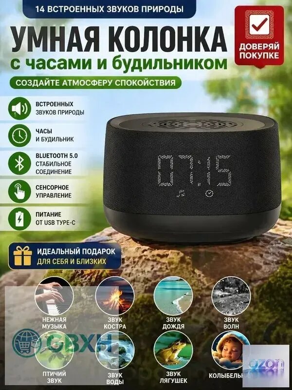 Умная колонка с голосовым помощником Алисой, Bluetooth, Wi-Fi, FM-радио, слот для карты памяти, черный цвет