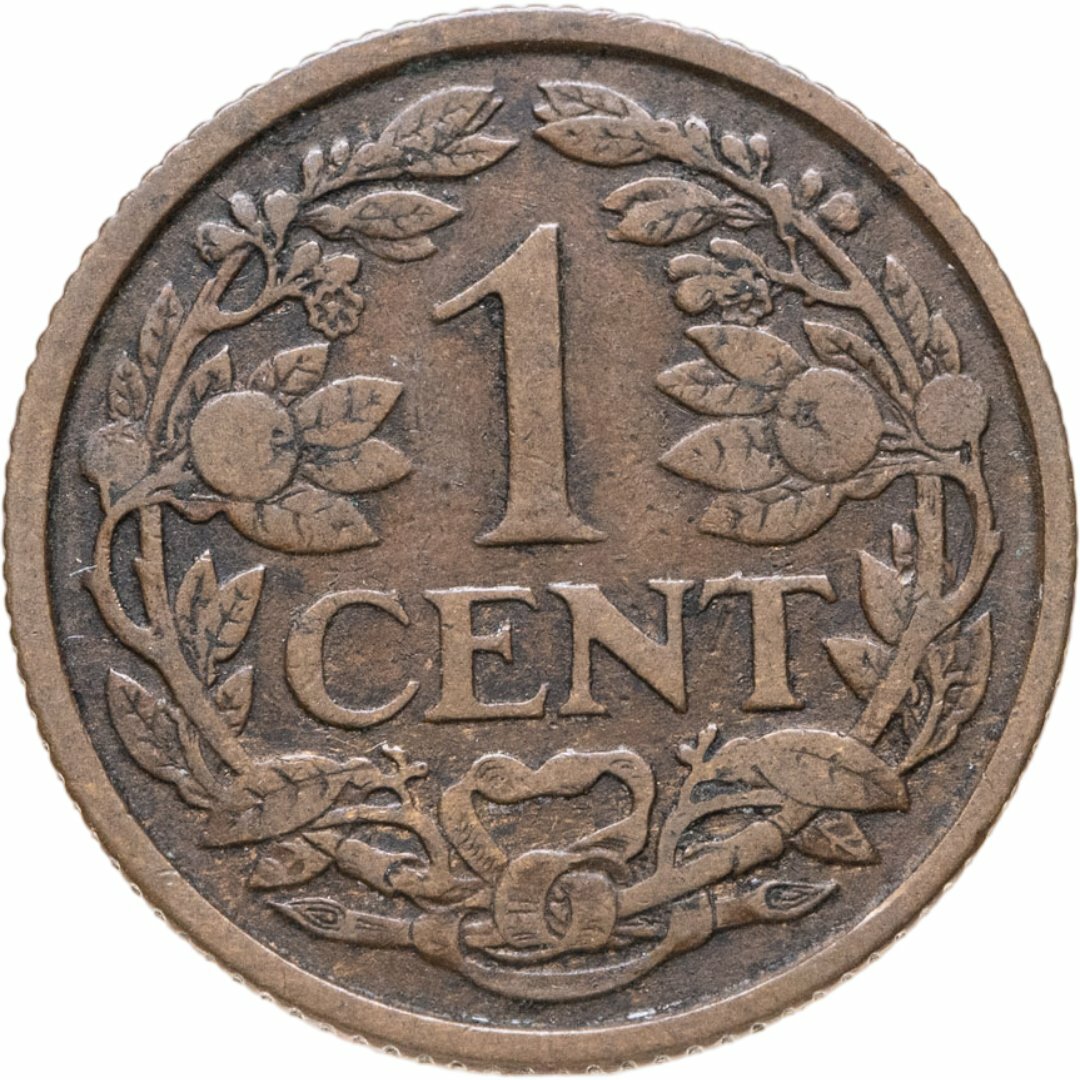 Нидерланды 1 цент cent 1918, Бронза, в сохранности VF