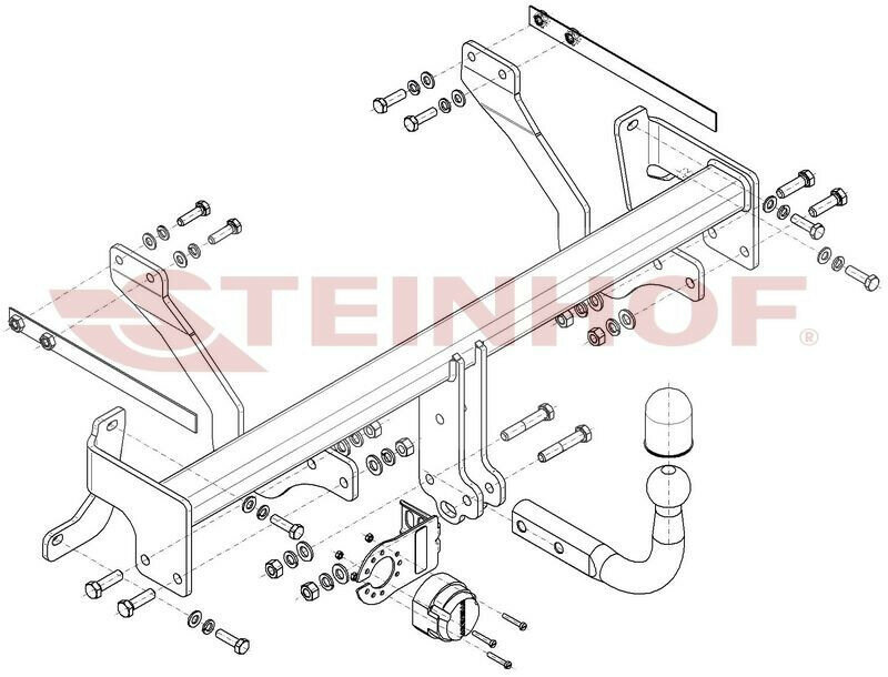 Фаркоп на FIAT Doblo Work-Up Pickup (кроме AdBlue) 2010- без подрезки бампера (паспорт и сертификат в комплекте)(без электрики) Steinhof. F-078