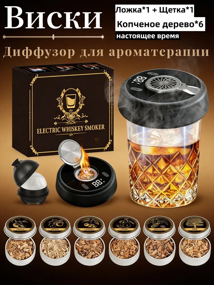 Набор для напитков, 12 предм, черный матовый, ABS пластик, для виски