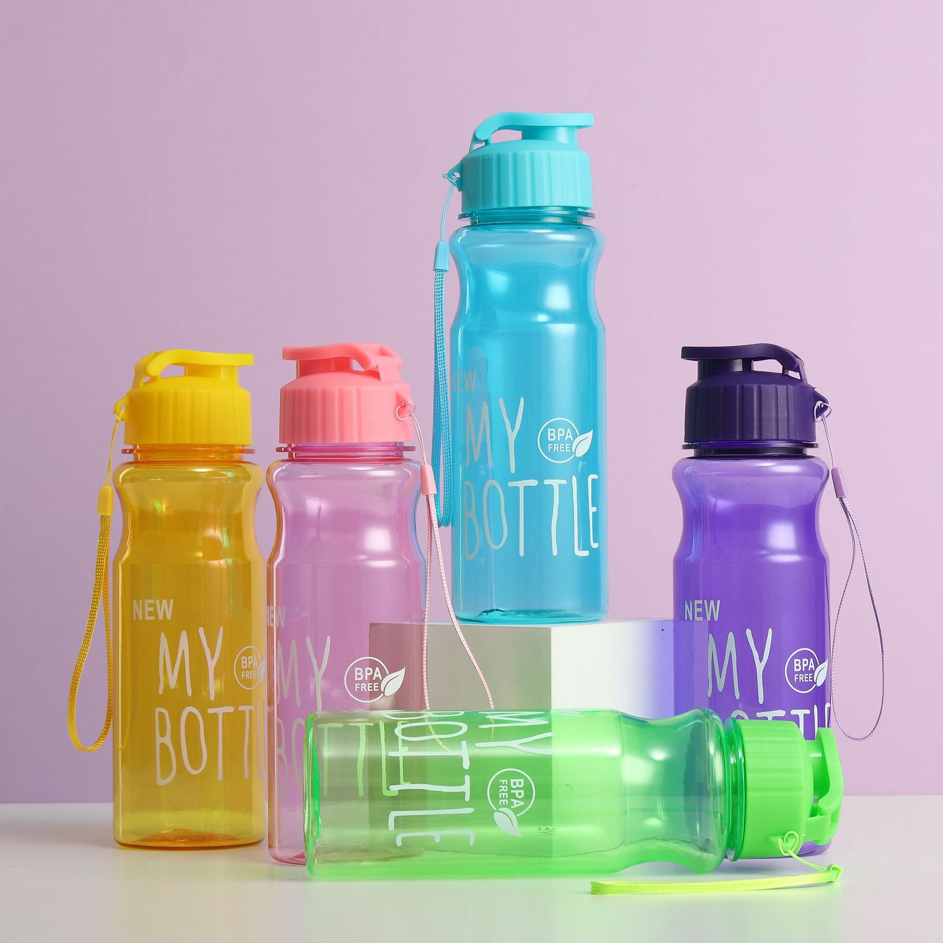 Бутылка для воды, "My bottle", 550мл, голубая, на подвесе, с поильником