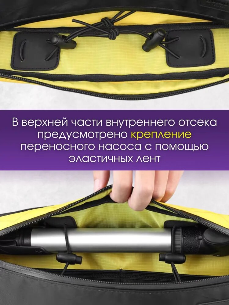 Велосумка на раму Rhinowalk BHD018, водоотталкивающая, объем 2.9 литра, Черная Красивый цвет R228 — фото 1