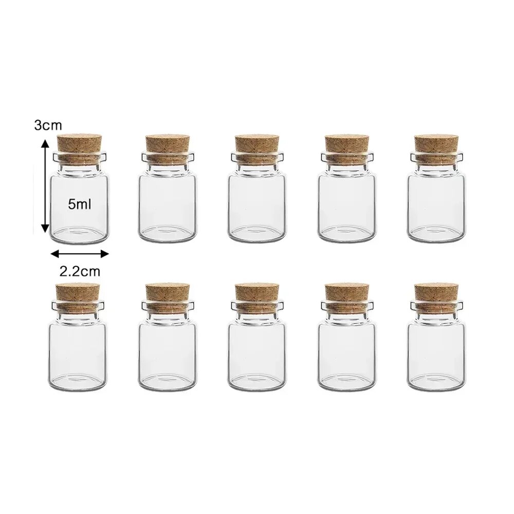 Мини стеклянные бутылочки с пробкой 5-20 мл 5ml-10pcs