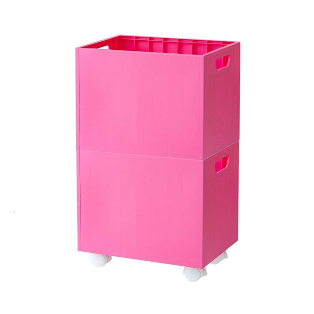 Мобильная корзина для хранения, розово-красный