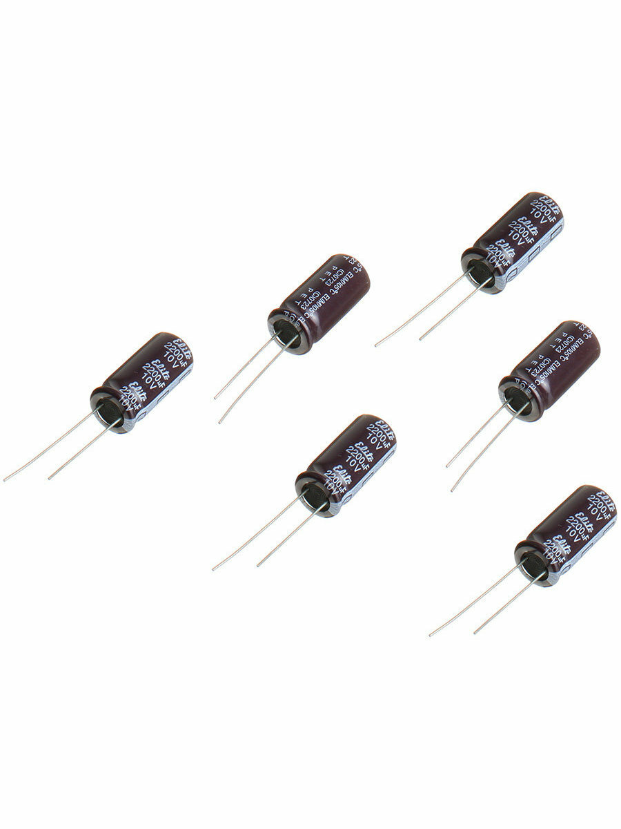 Конденсатор 2200мкФ 10В 10*20мм 105С (упаковка 6шт) Elite for comp