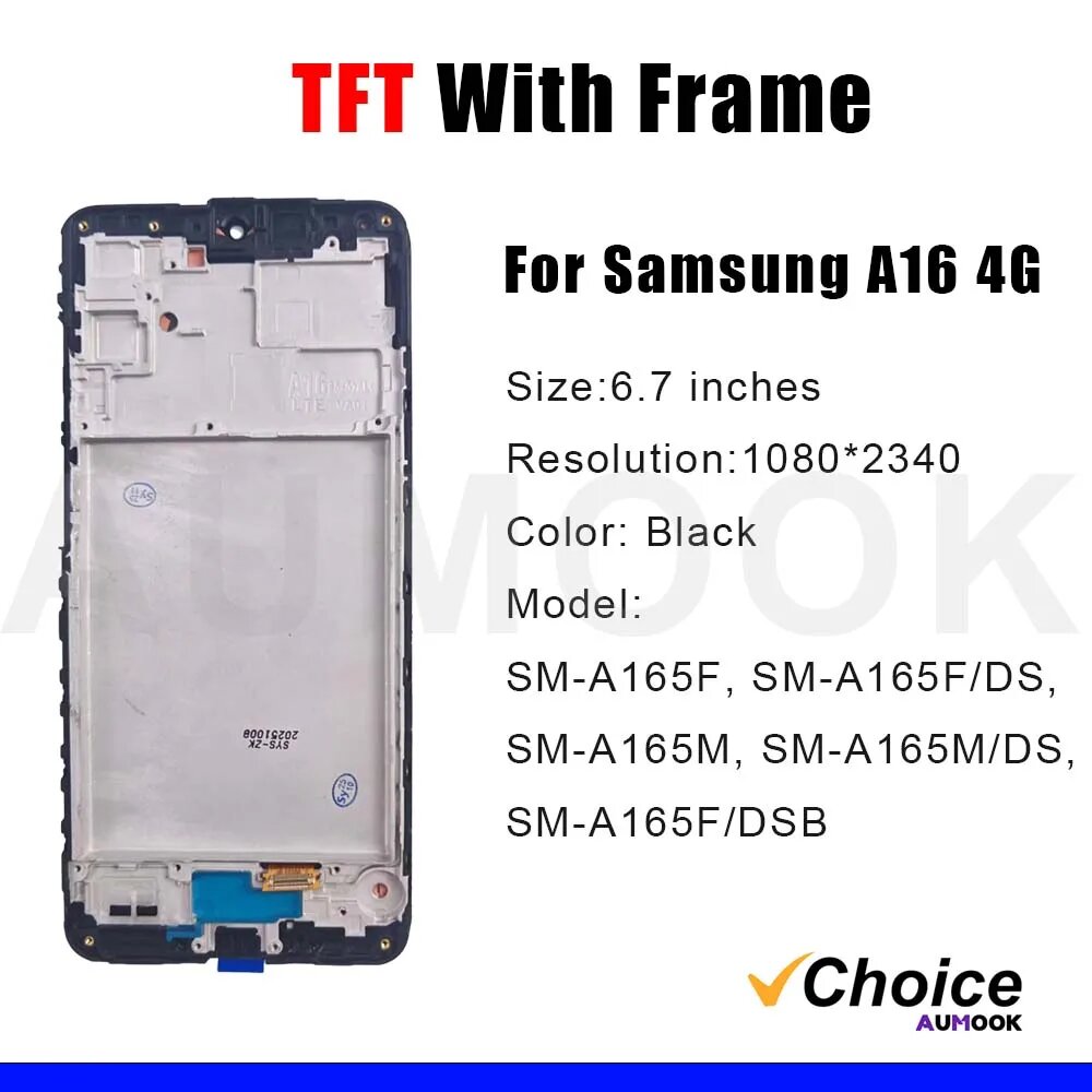 Дисплей в сборе Samsung A16 4G, черный, TFT With Frame