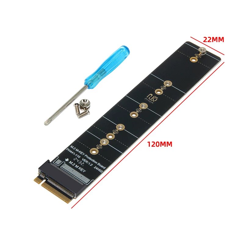 Защитная карта-адаптер для твердотельного накопителя M.2 NVMe 22x110 форм-фактора, 22 мм x 110 мм алюминиевая рамка,