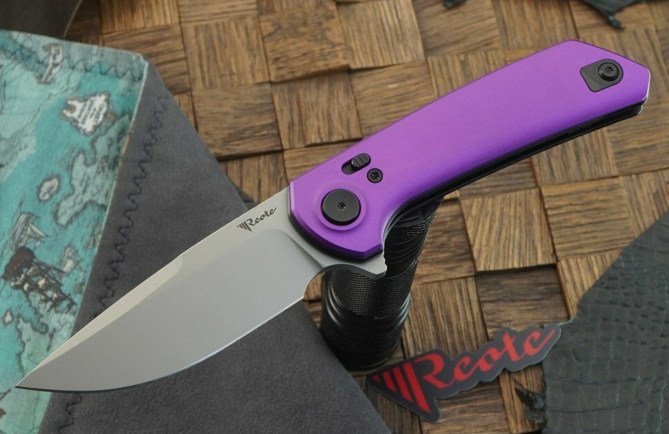 Складной нож Reate Knives PL-XF, сталь Nitro-V, SW, рукоять фиолетовый алюминий
