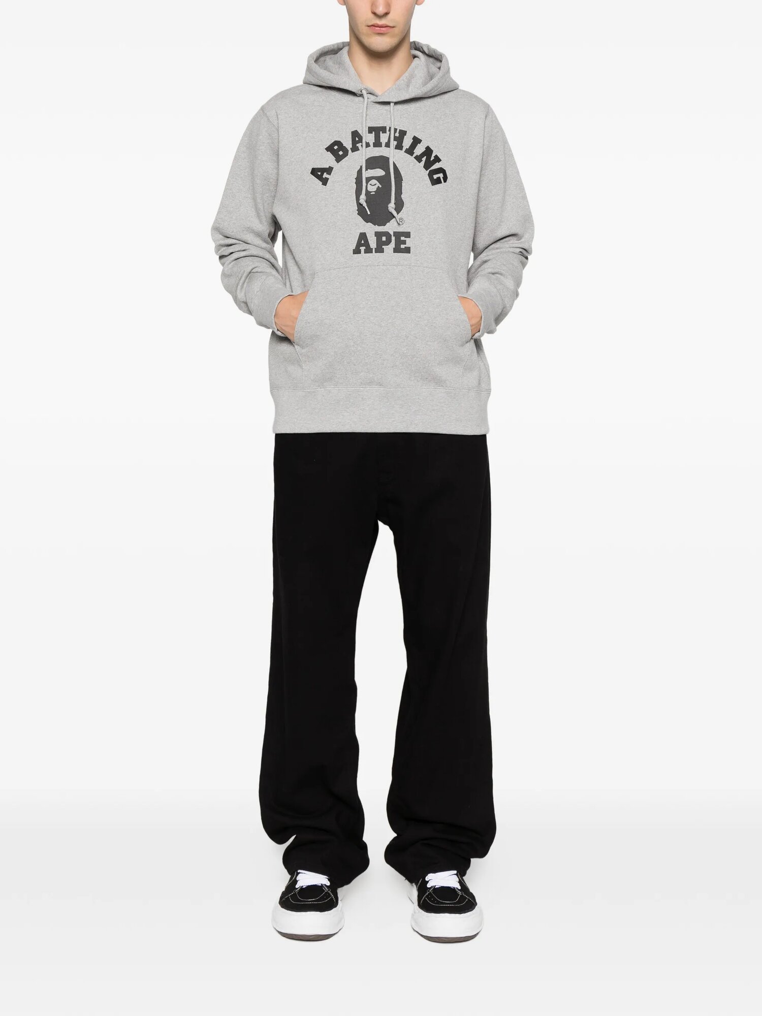 Худи BAPE BLACK Logo-print drawstring hoodie, размер 50, , серый — фото 1