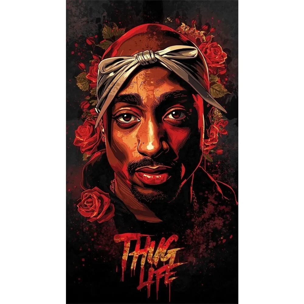 Винтажная металлическая панно "2Pac Легенда Хип-Хопа Thug Life"