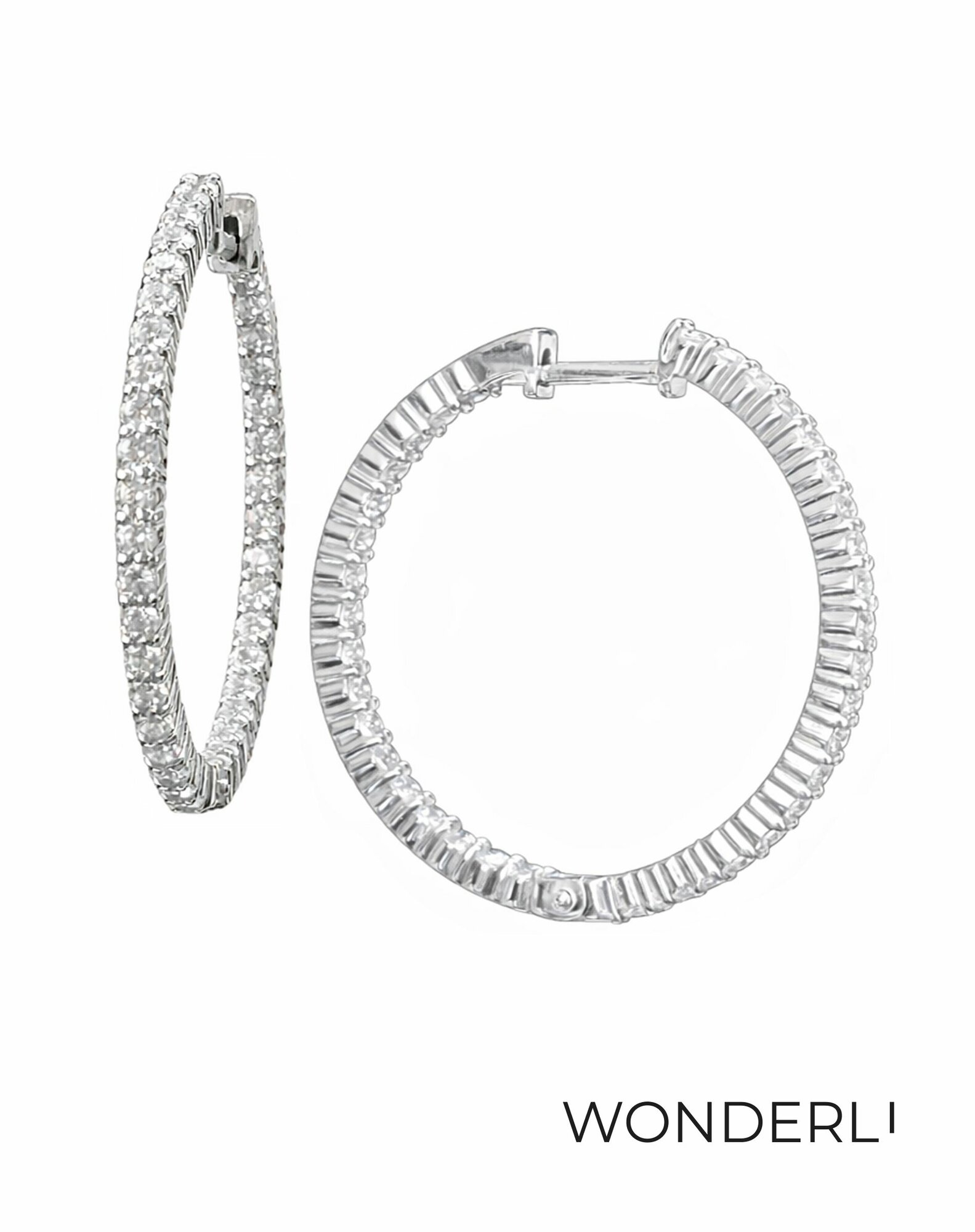 Серьги конго, 925 проба, фианит