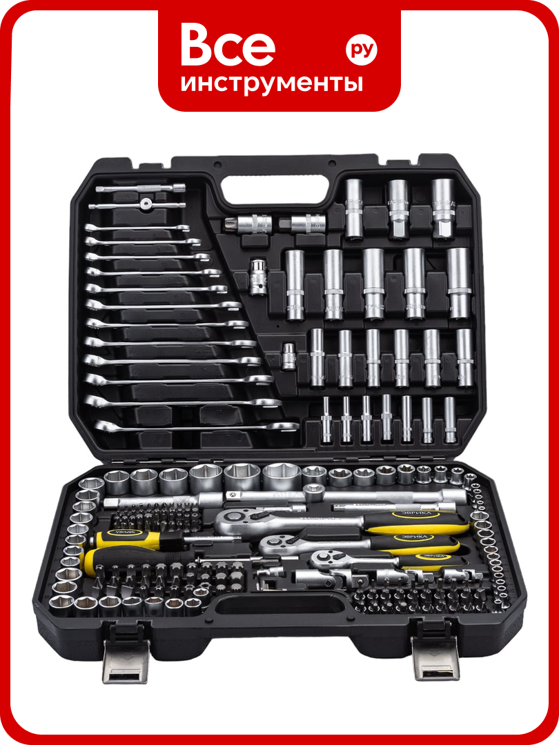 Набор инструмента эврика 1*2"&1*4"&3*8", DR, 6-гранный, 216 предмет ER-80216