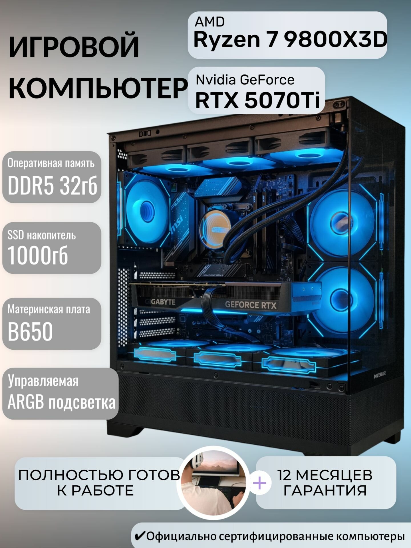 Игровой компьютер Ryzen 7 9800X3D RTX 5070Ti