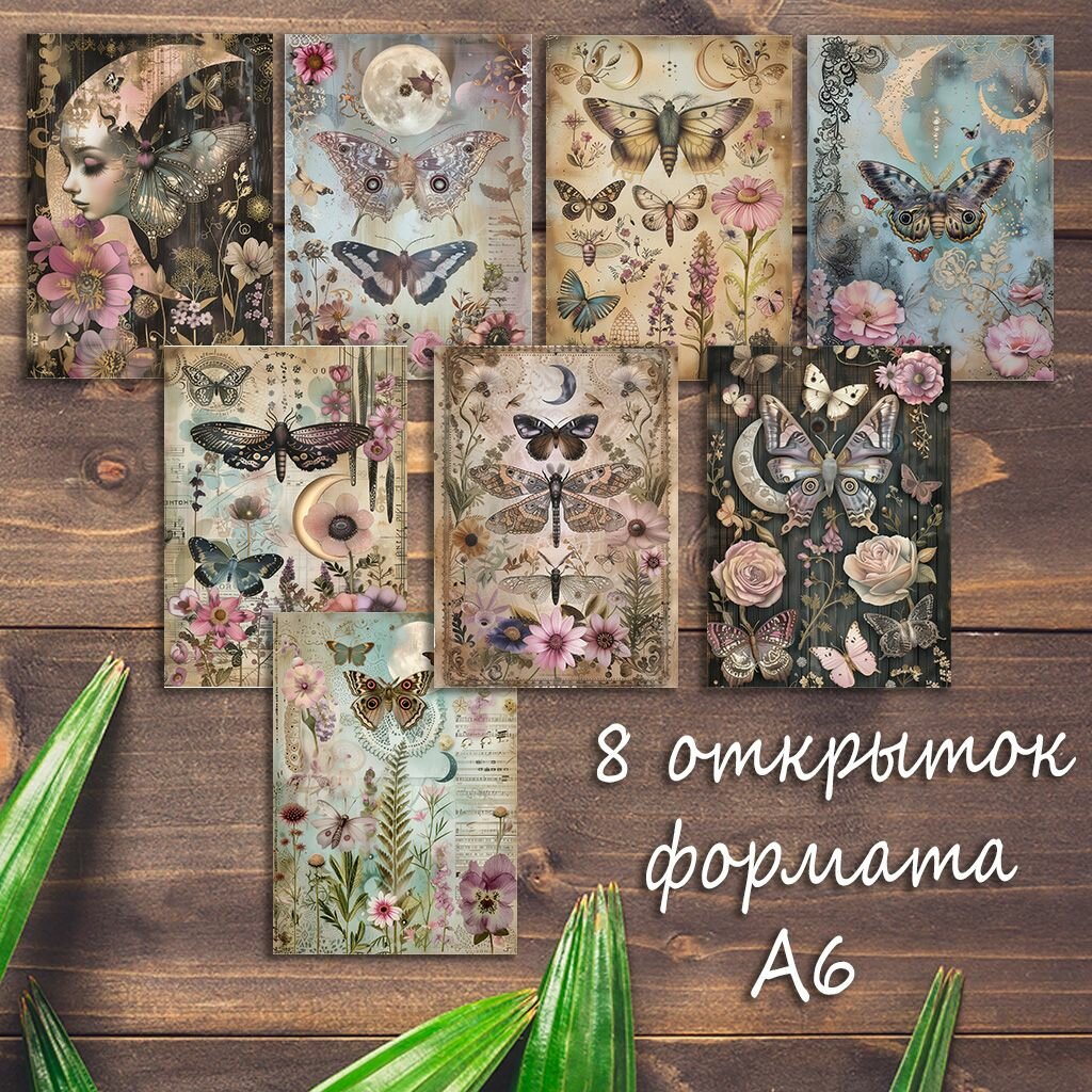 Большой набор открыток Винтаж, 8 штук