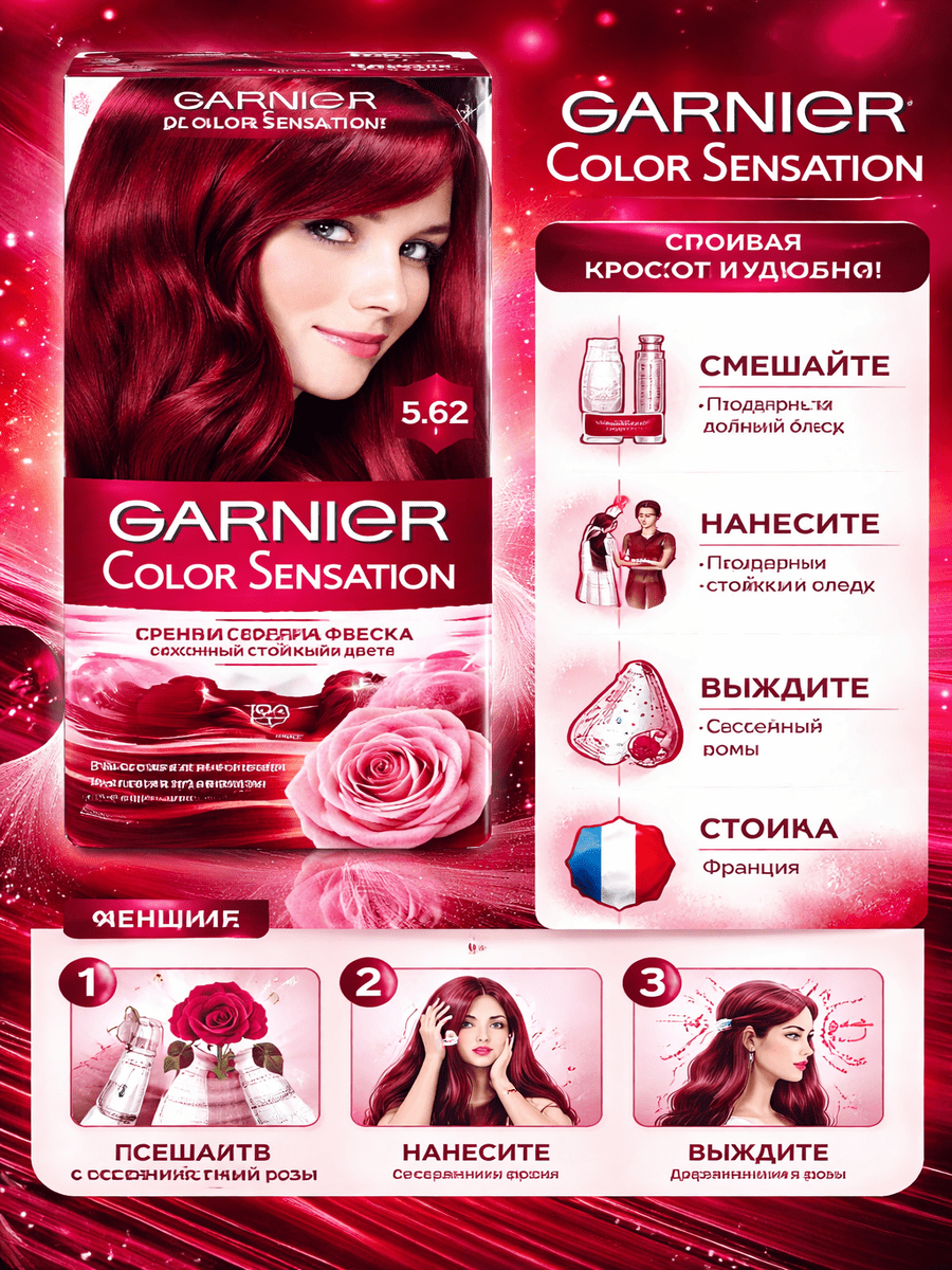 Крем-краска для волос Garnier Color Sensation Царский гранат 5.62, 110мл