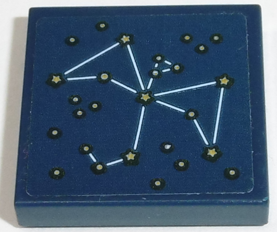 Tile 2 x 2 with Constellation Dragon Pattern (Sticker) - Set 41174, 3068pb1301 Dark Blue U