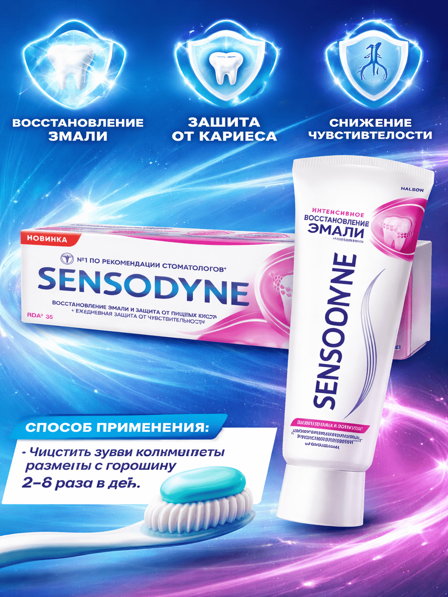 Зубная паста Sensodyne Интенсивное восстановление эмали, 75мл