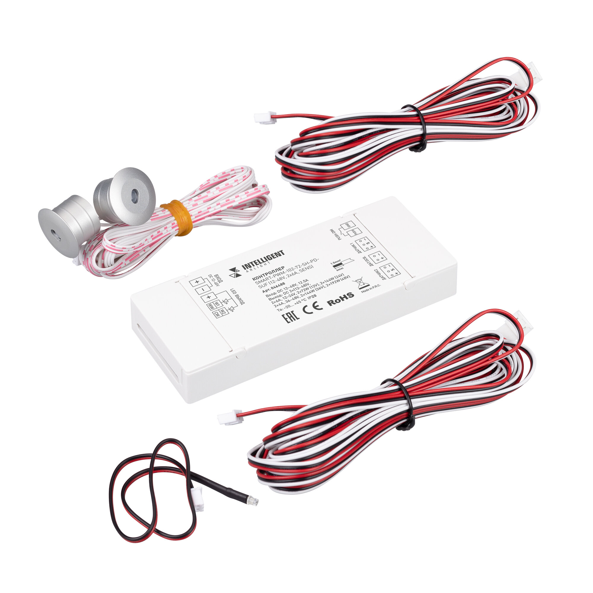 INTELLIGENT ARLIGHT Контроллер лестничный SMART-PWM-102-72-SH-PD-SUF (12-48V, 2x6A, SENS) (IARL, IP20 Пластик, 5 лет) 04