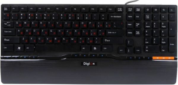 Клавиатура Delux "Digion PTDLK1882U" Ultra-Slim, ММ, USB, черная с оранжевой вставкой