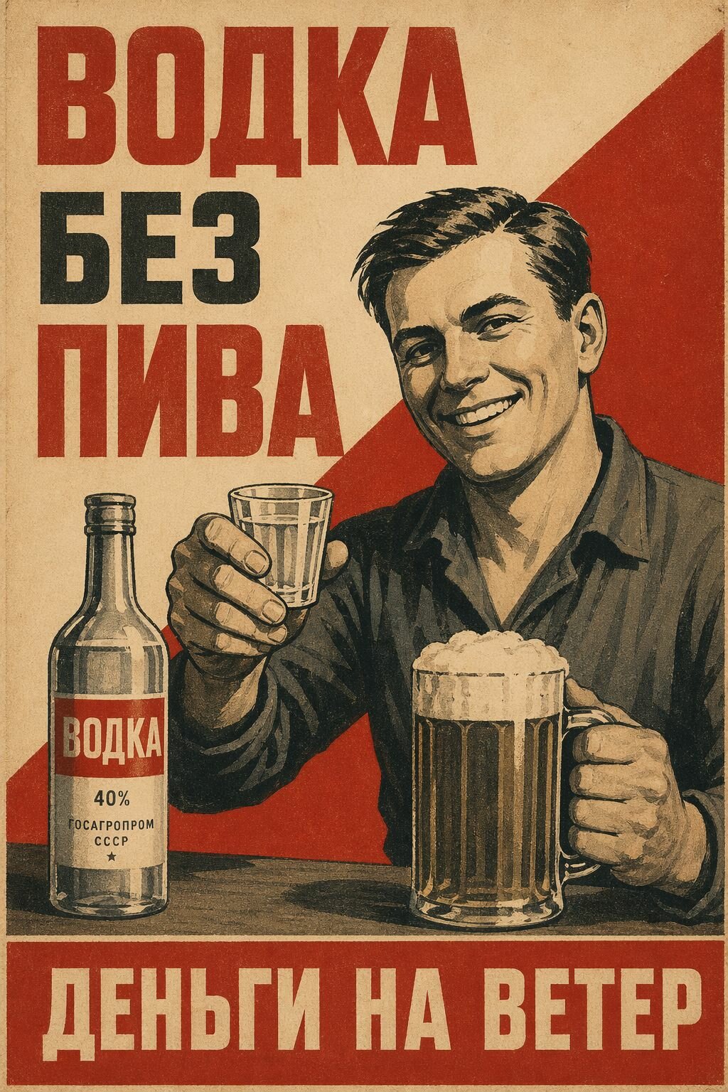 Наклейка "Водка без пива", А4 (31х20)