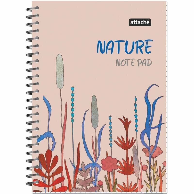 Блокнот А5 60л Attache Nature Beige flowers клет,65г,100%, греб, карт, ВД-лак, 1919369