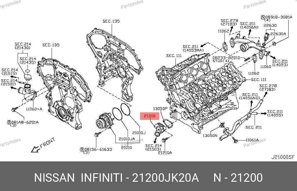 Термостат V36 VQ35HR S51 J50 Y50, NISSAN 21200JK20A