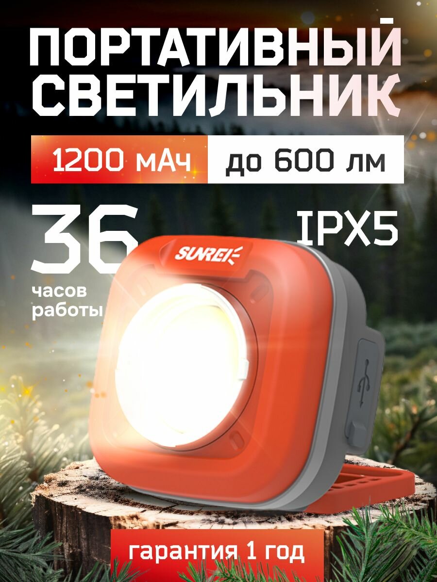 Светильник переносной портативный Sunree C600 Multi-Function Portable Light 600 лм 1200мАч (C600) Orange