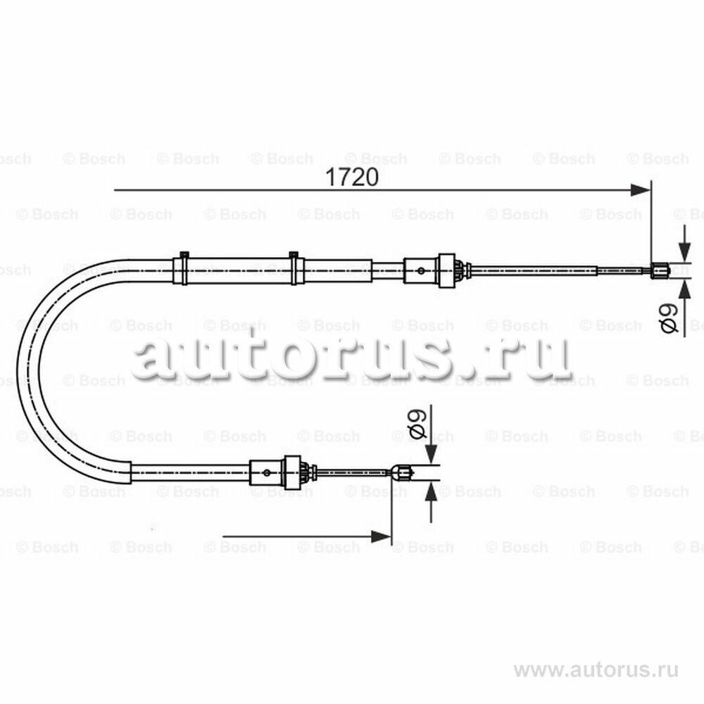 Трос ручного тормоза L R RENAULT Duster 2010- L 1720mm BOSCH 1 987 482 411