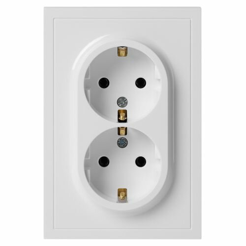 Розетка 2-м СП Galaxy 16А IP20 250В с заземл. со шторками бел. Эра Б0070697