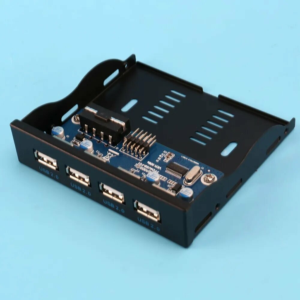 3,5-дюймовый отсек для дисководов, 4 порта USB 2.0, адаптер передней панели USB 2.0, адаптер расширения передней панели (черный)