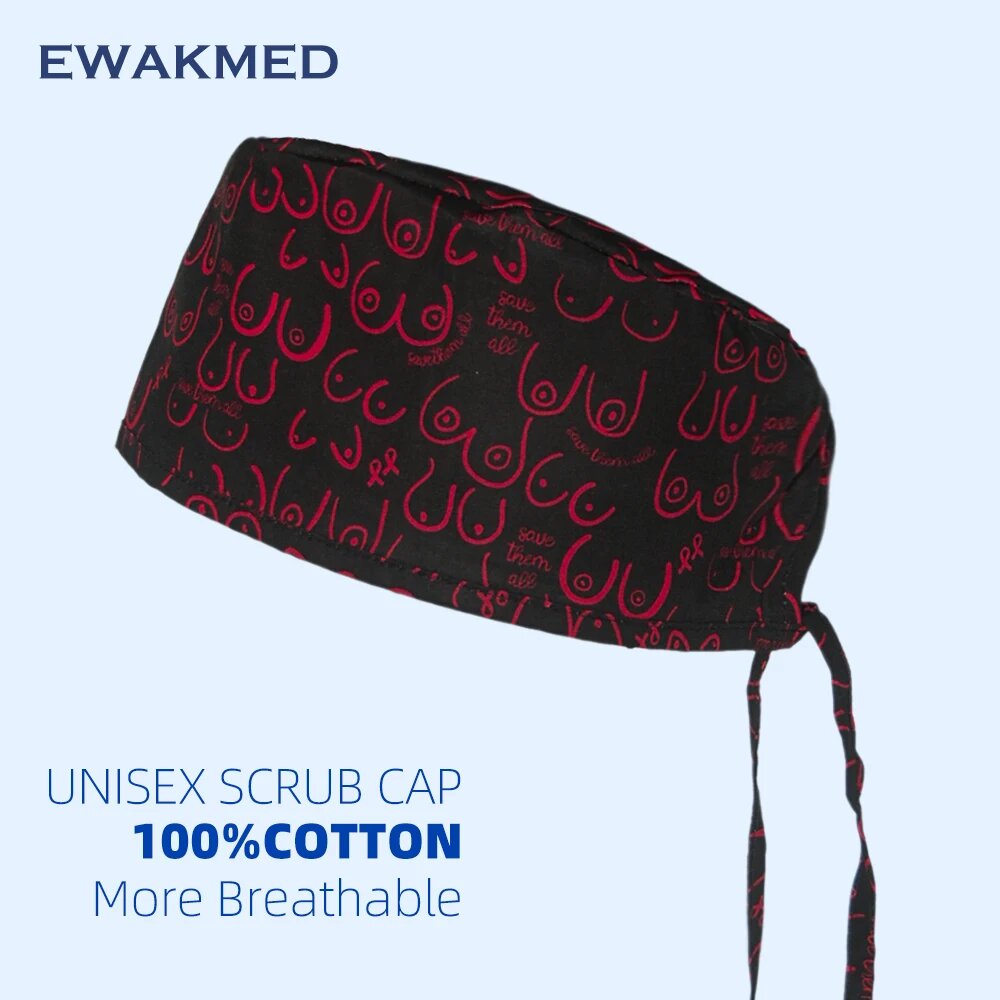 Красная хирургическая шапочка EWAKMED, хлопок