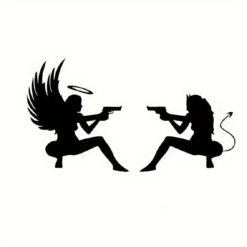 Автомобильные наклейки Devil Angel, автомобильные наклейки и пистолет, виниловые наклейки для автомобиля