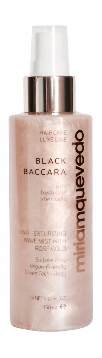 MIRIAMQUEVEDO Black Baccara Мист текстурирующий для волос с 23К розовым золотом и розой, 150 мл